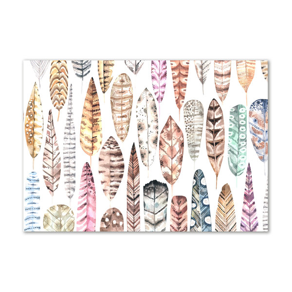 BohoLiving Bunte Federn - Kunstdrucke auf Segeltuch | Wayfair.de